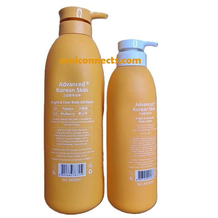 Advanced Korean Skin Bright & Smooth Body Lotion 500ml & Shower Gel ...