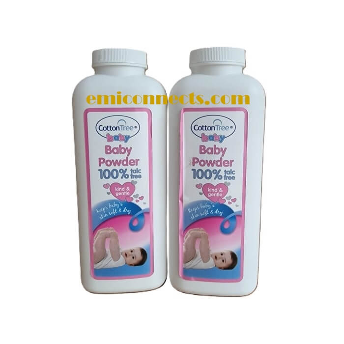 2 x Cotton Tree Baby Body Powder 100% Talc Free Absorbs Moisture Soft ...