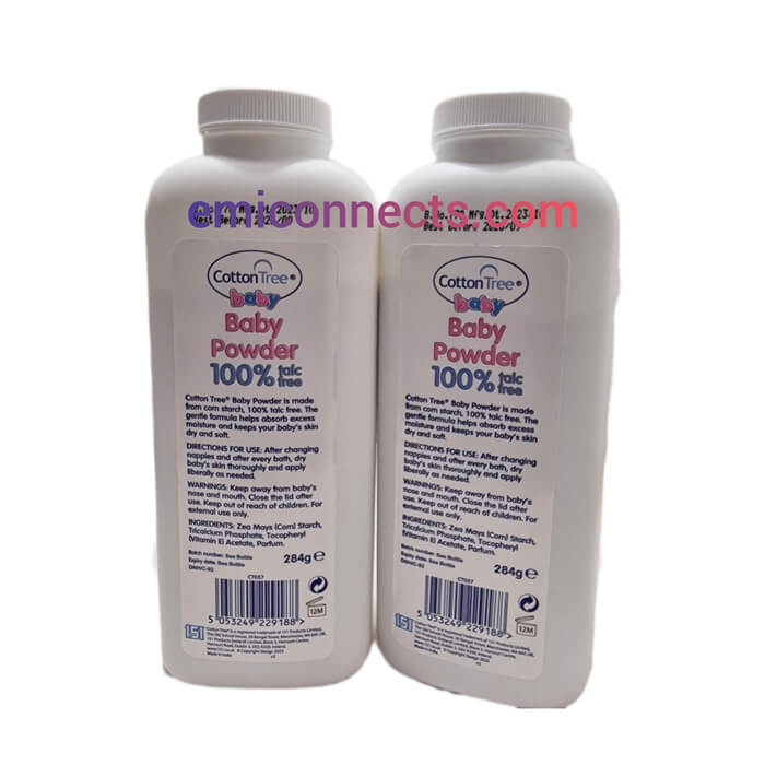 2 x Cotton Tree Baby Body Powder 100% Talc Free Absorbs Moisture Soft ...