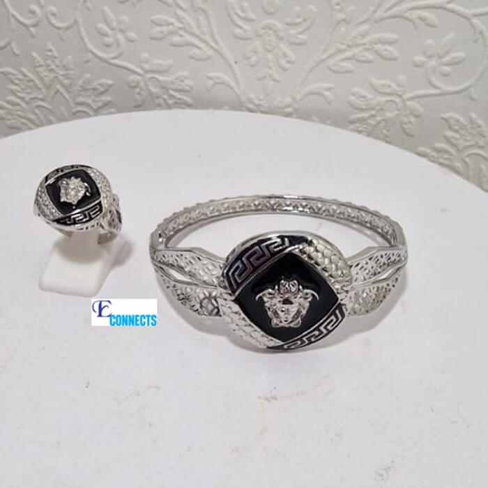 Luxury Sterling Silver Bangle Ring Set for Women