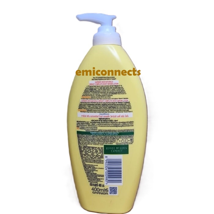 GARNIER Bright Complete 2x Lemon Serum Body Lotion Visibly Brighter 400ml